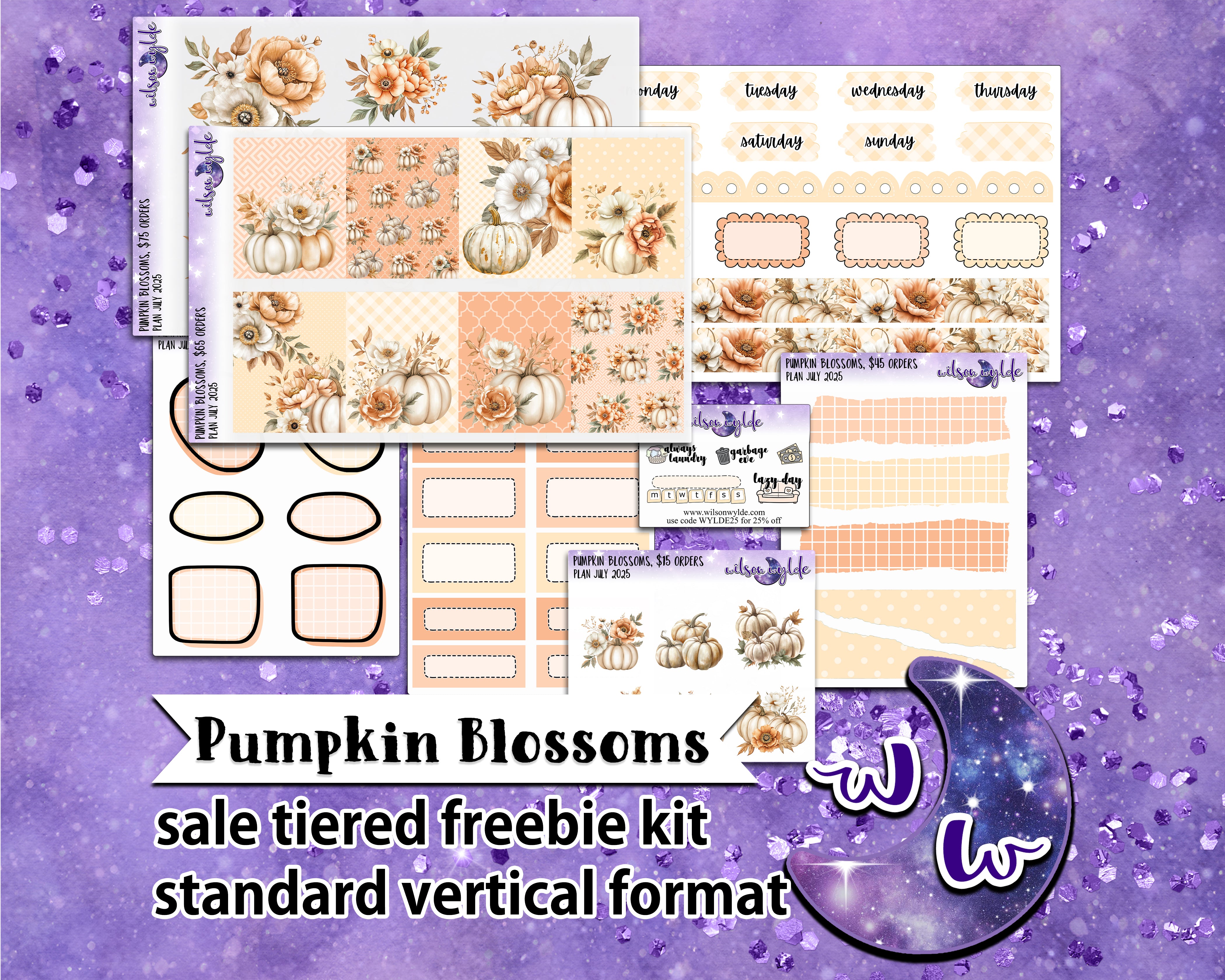 Pumpkin Blossoms, tiered freebie kit, standard vertical format. 8 plan ...