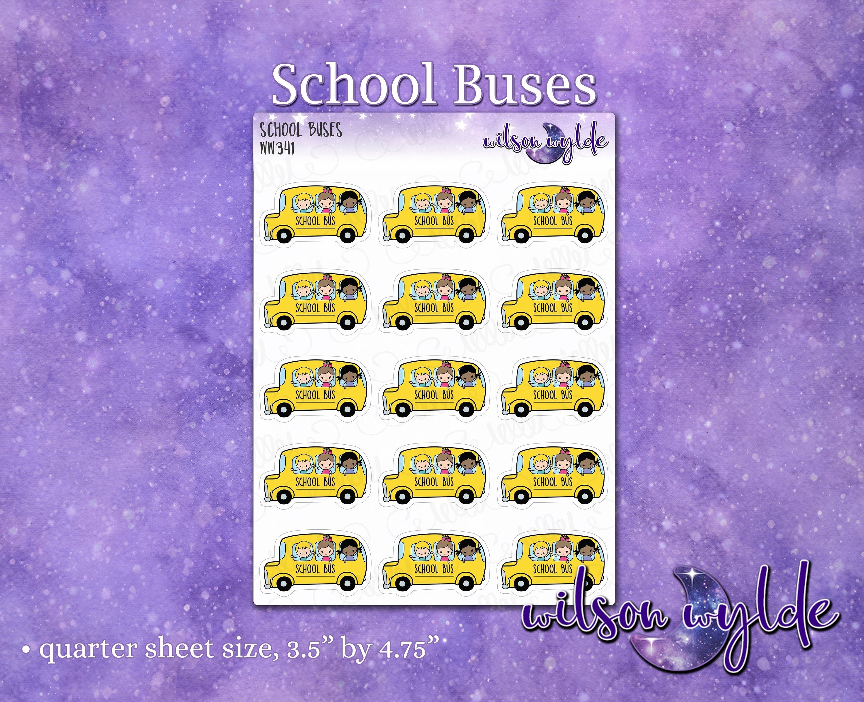 School Buses planner stickers, WW341 – wilsonwyldestickerco